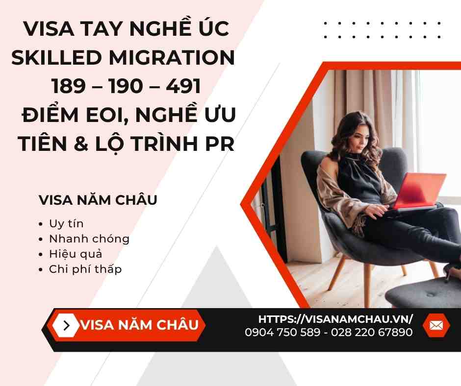 Visa tay nghề Úc – Skilled Migration 189 – 190 – 491: Điểm EOI, nghề ưu tiên & lộ trình PR